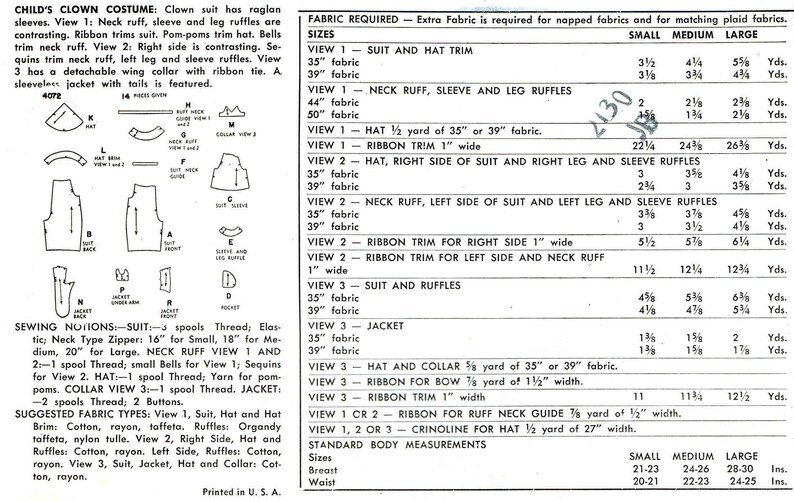 1950s Childs Clown Costume Simplicity 4072 or 4864 Vintage - Etsy