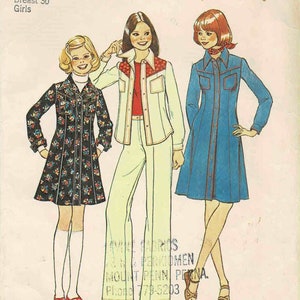 1970s Simplicity 7278 Vintage Sewing Pattern Girls Dress or Shirt and ...
