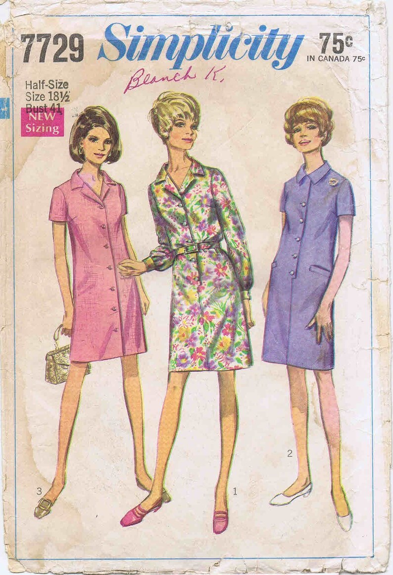 1960s Misses Step-in Dress and Coat-dress Simplicity 7729 - Etsy