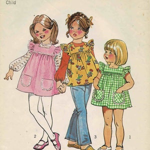 1970s Little Girls Smock-dress or Top and Blouse Simplicity 5479 ...