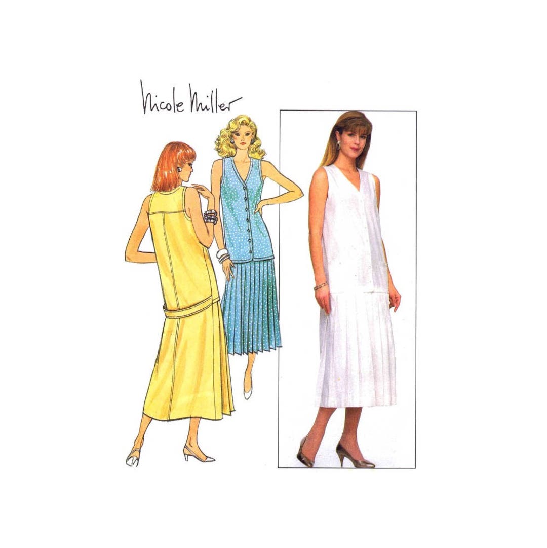 Nicole Miller Drop Waist Dress Butterick 5589 Vintage Sewing Pattern ...
