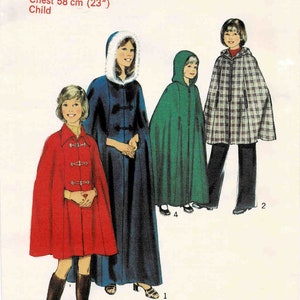 1970s Girls Cape in Two Lengths Style 4879 Vintage Sewing Pattern UNCUT ...