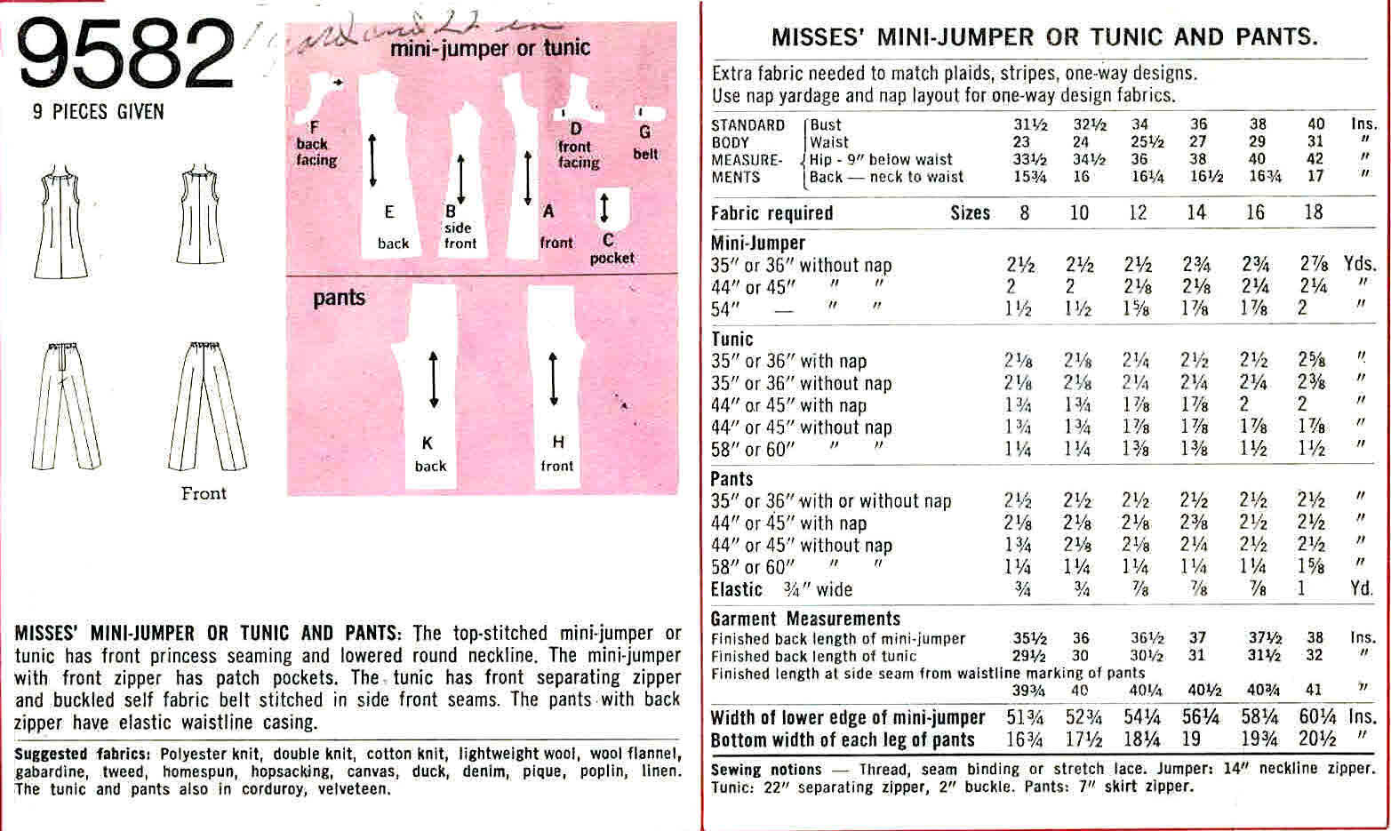 1970s Simplicity 9582 Vintage Sewing Pattern Misses Front Zippered Mini ...