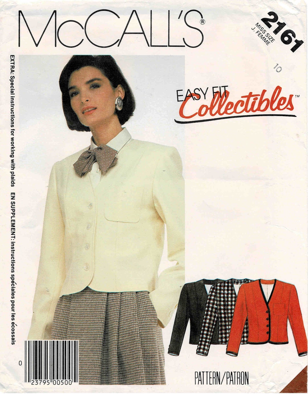 1980s Misses Princess Seam Short-waisted Jacket Mccall's 2161 Vintage ...