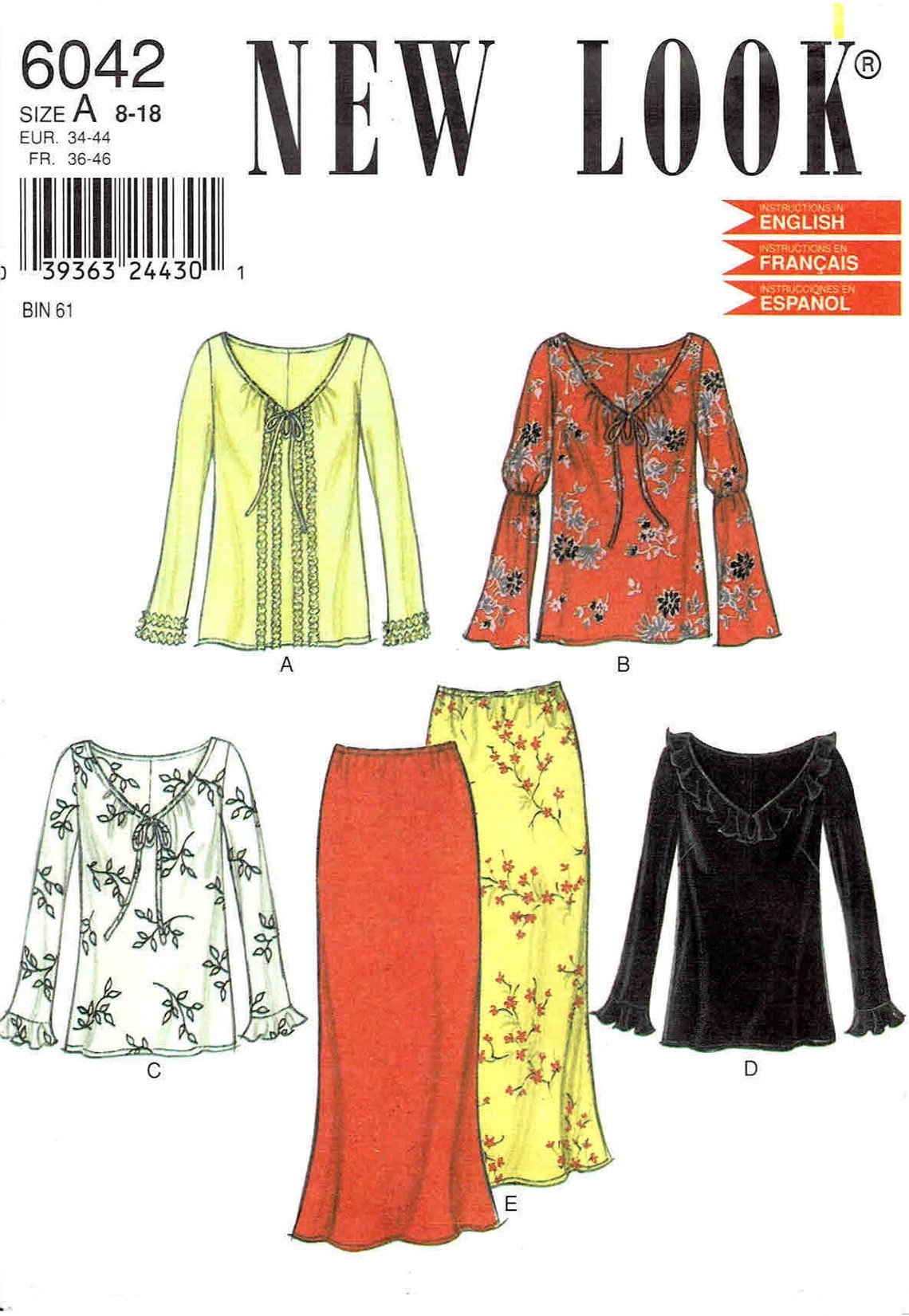 Misses Blouse and Ankle Length Pull-on Skirt New Look 6042 - Etsy