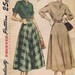 1940s Flared Dress With Wing Cuffs Simplicity 2764 Vintage Sewing ...