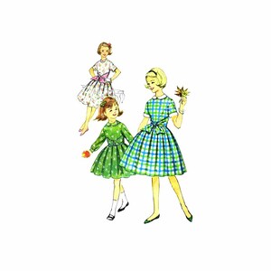 1960s Girls Soft Pleated Full Skirt Dress Simplicity 3568 Vintage ...