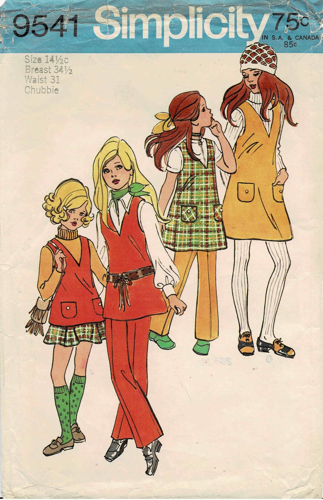 1970s Girls and Chubbies' Jumper or Tunic, Skirt and Pants Simplicity ...