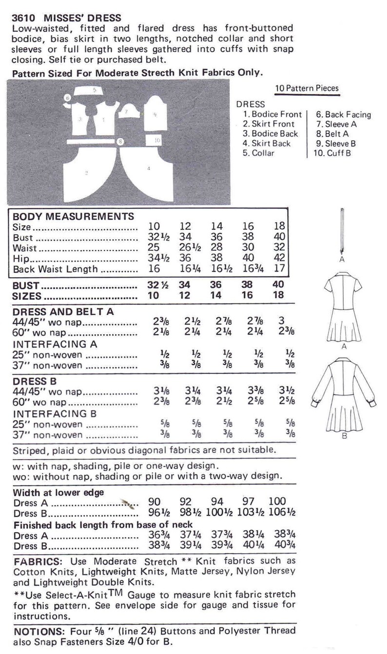 1970s Clovis Ruffin Drop Waist Fit and Flared Dress Butterick 3610 ...