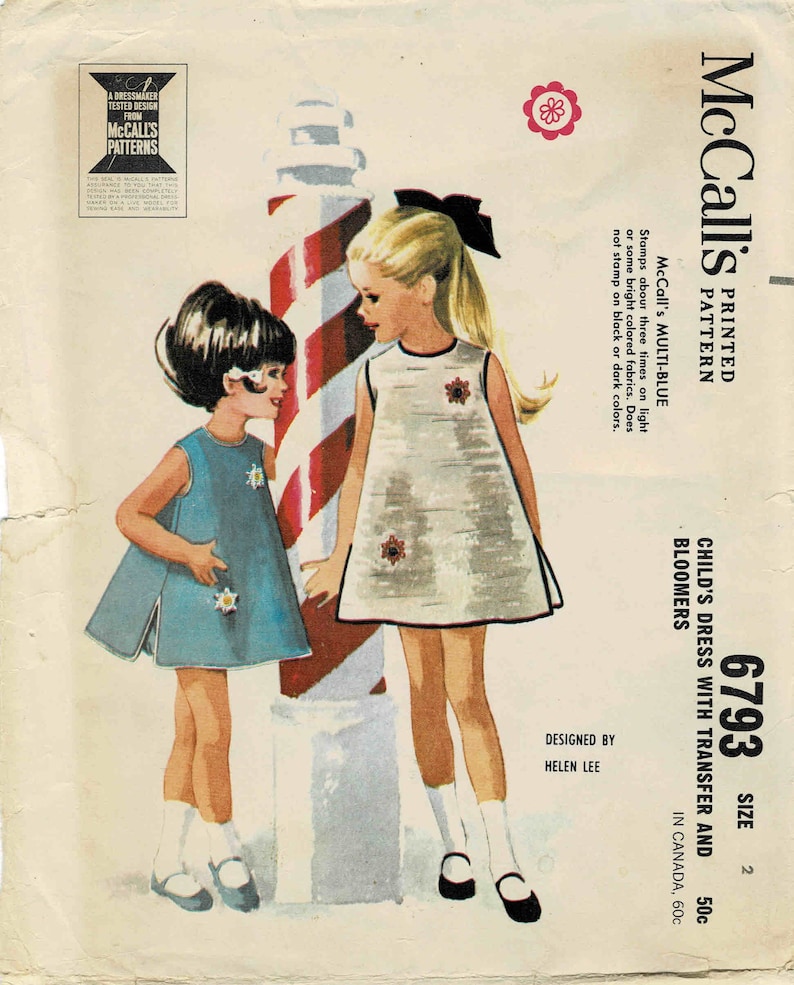1960s Helen Lee Little Girls Dress With Bloomers Mccall's 6793 Vintage ...