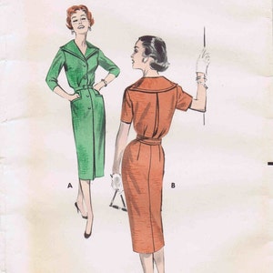 1950s Step-in Tailored Spectator Dress Butterick 8575 Vintage Sewing ...