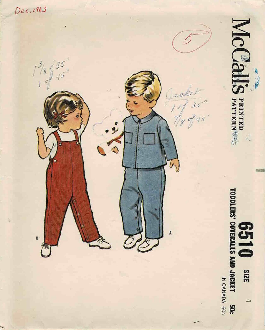 1960s Mccall's 6510 Vintage Sewing Pattern Toddler Girls and Boys ...