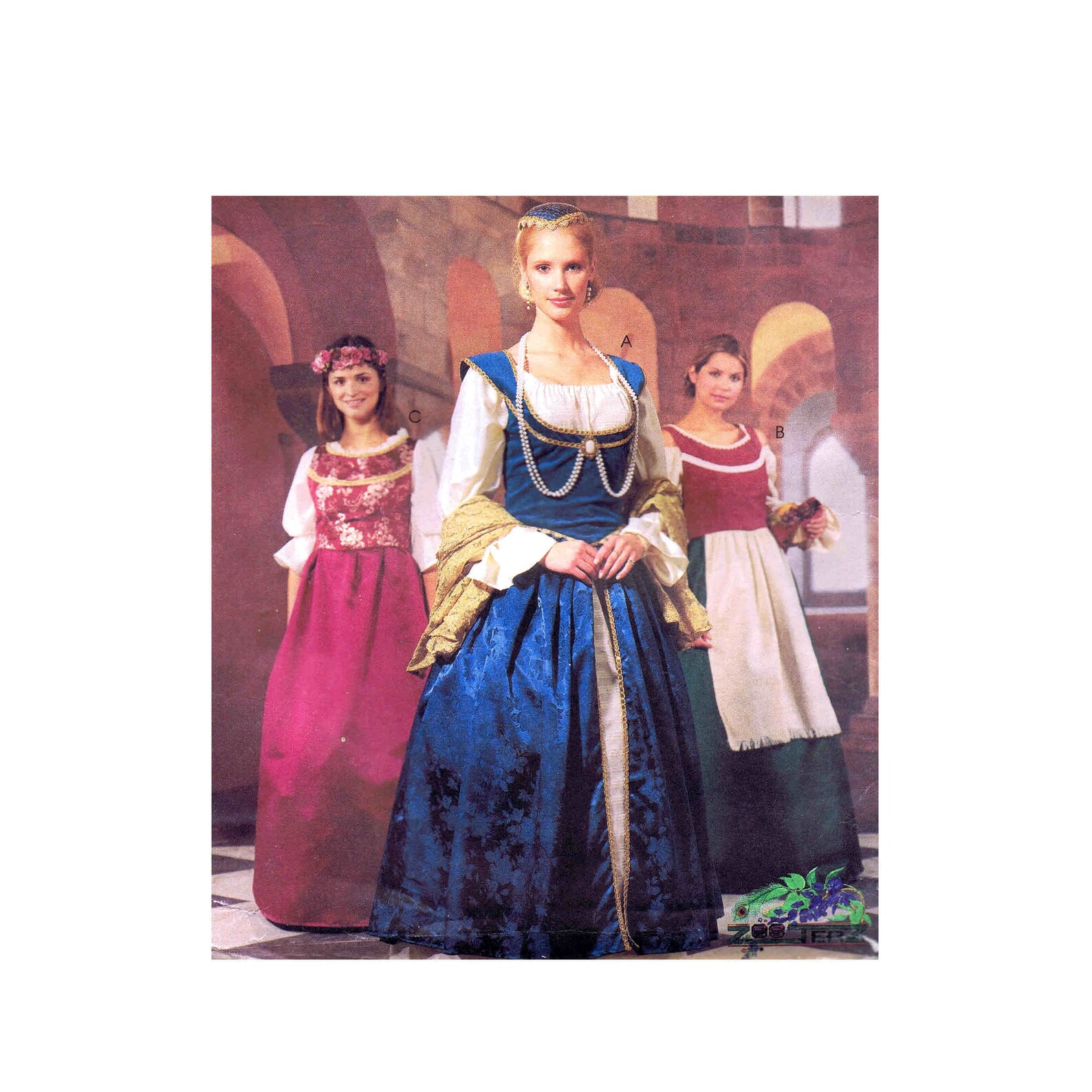 Misses Medieval Gown Snood Shawl Historical Costumes Mccalls - Etsy