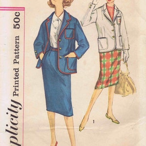1950s Teen Girls Blazer Skirt Suit Simplicity 3198 Vintage Sewing ...