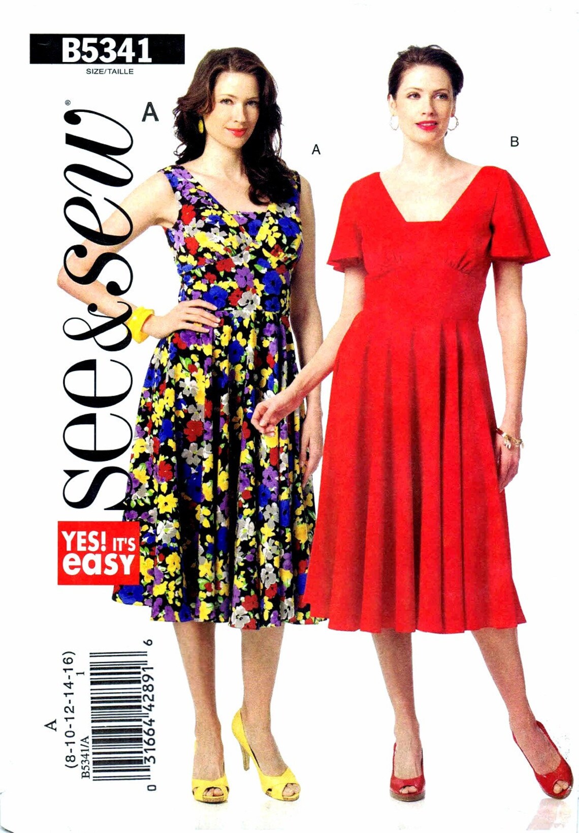 Misses Fitted Bodice Midriff Dress See & Sew 5341 Sewing Pattern Size 8 ...