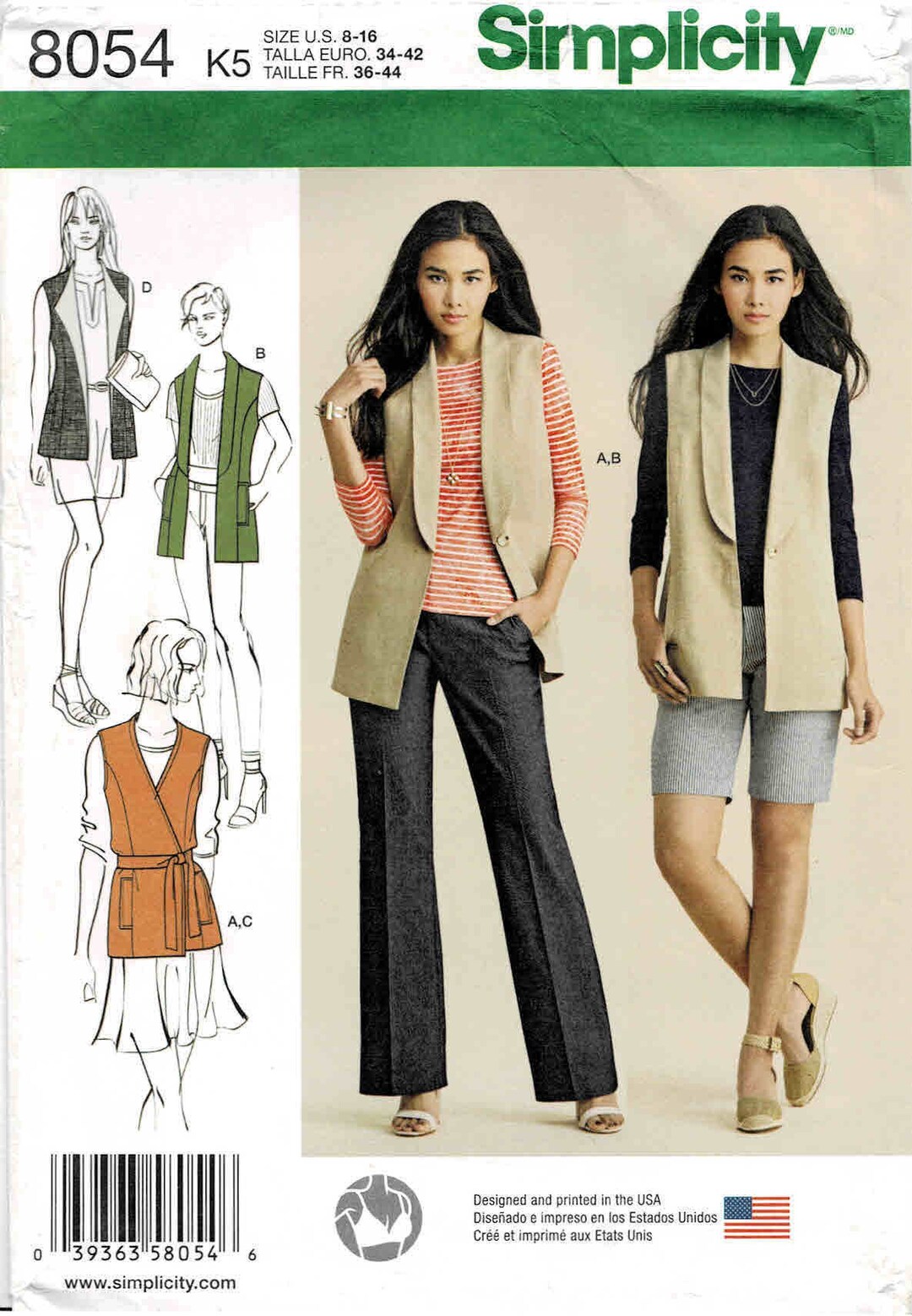 Misses Lined Vests and Knit Top Simplicity 8054 and Simplicity S0653 ...