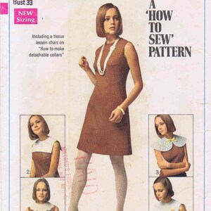 1960s Mod Dress With Detachable Collars Simplicity 8060 | Etsy