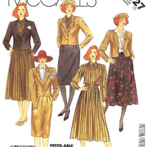 1980s Misses Jacket Blouse Tie Skirt Mccalls 2127 Vintage Sewing ...