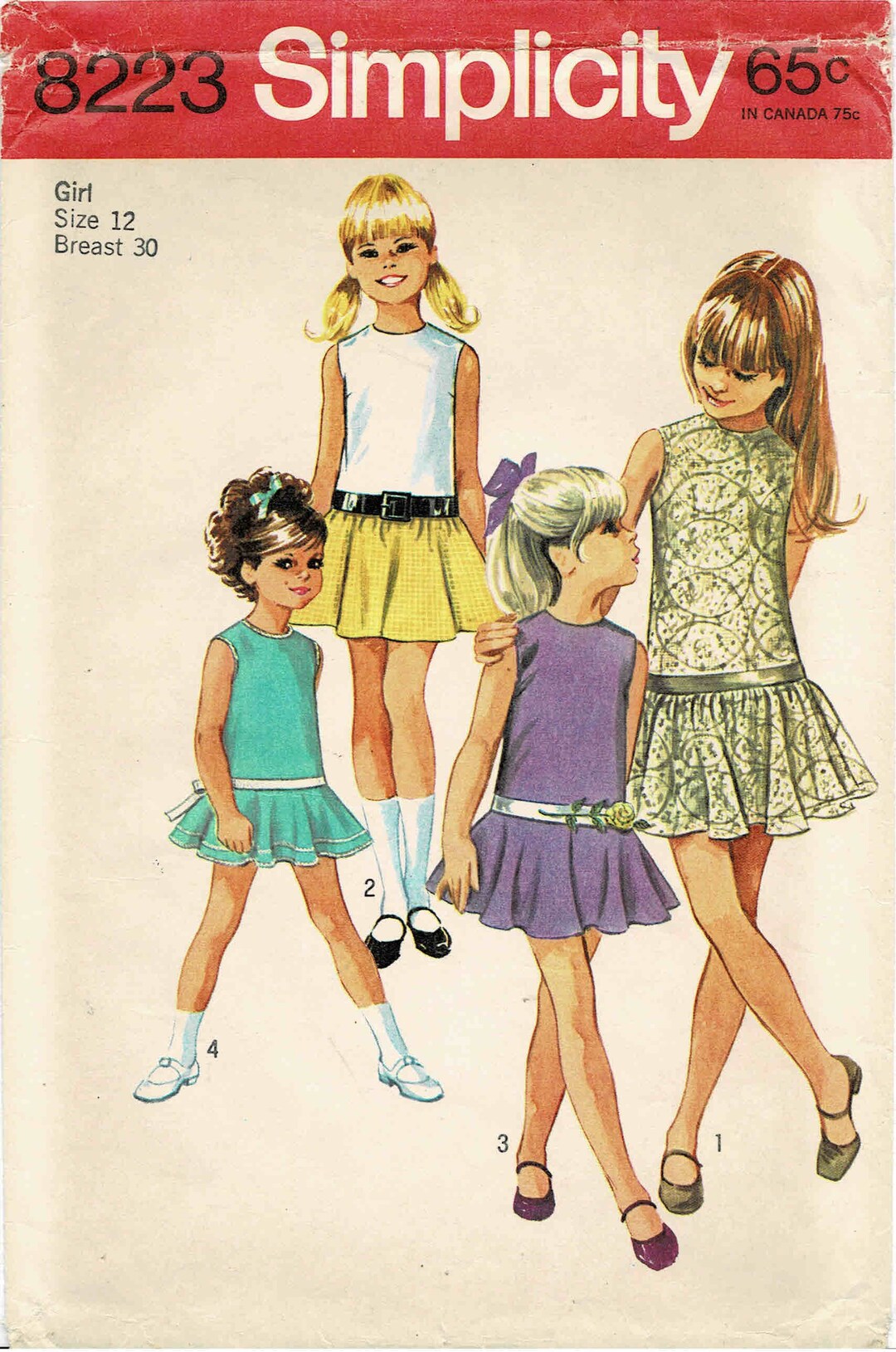 1960s Girls Drop Waist Dress With Two Skirts Simplicity 8223 - Etsy