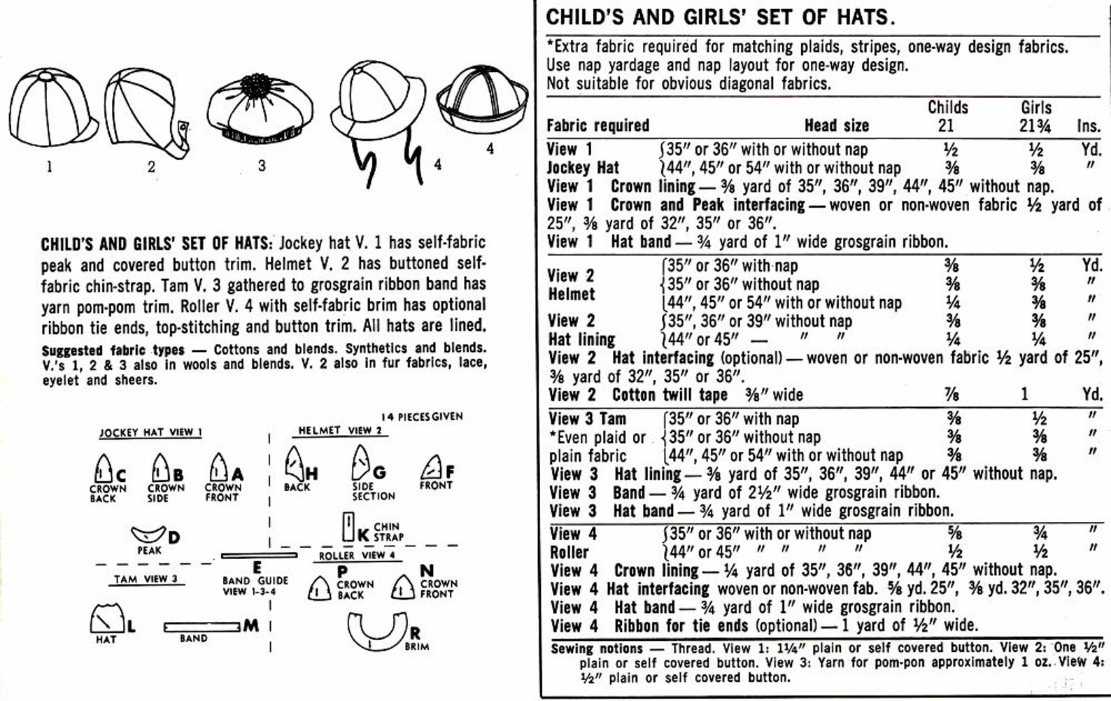 1960s Girls Jockey Hat Helmet Tam Roller Simplicity 6274 Vintage Sewing ...