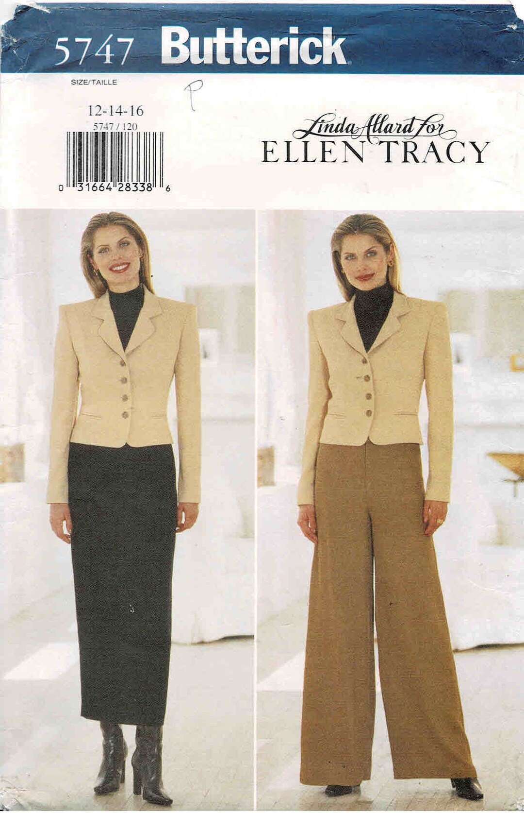 Misses Above Hip Jacket Skirt Pants Ellen Tracy Butterick 5747 Misses ...