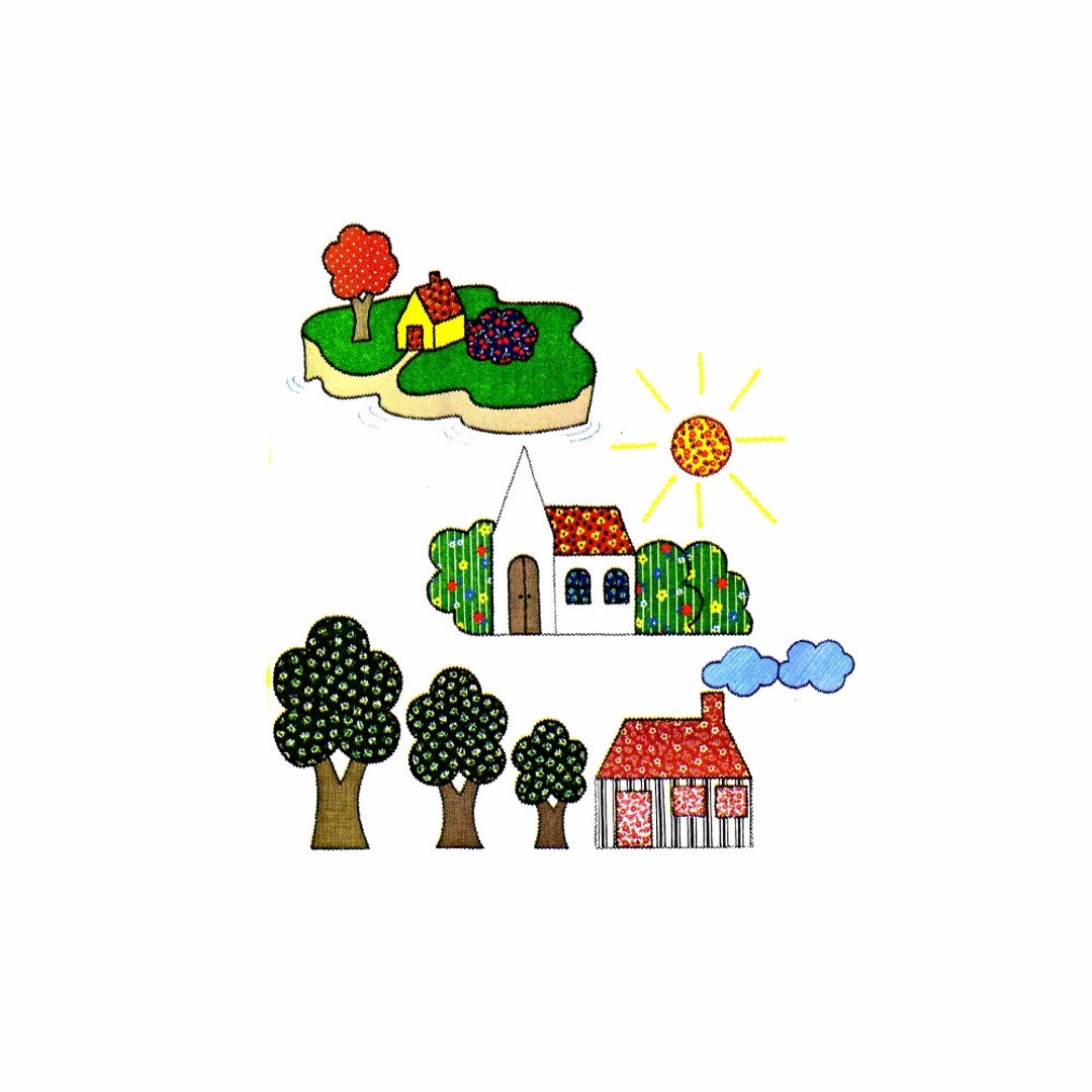 Applique Transfers Pattern Church House Island Trees Sun Mccalls 4356 ...