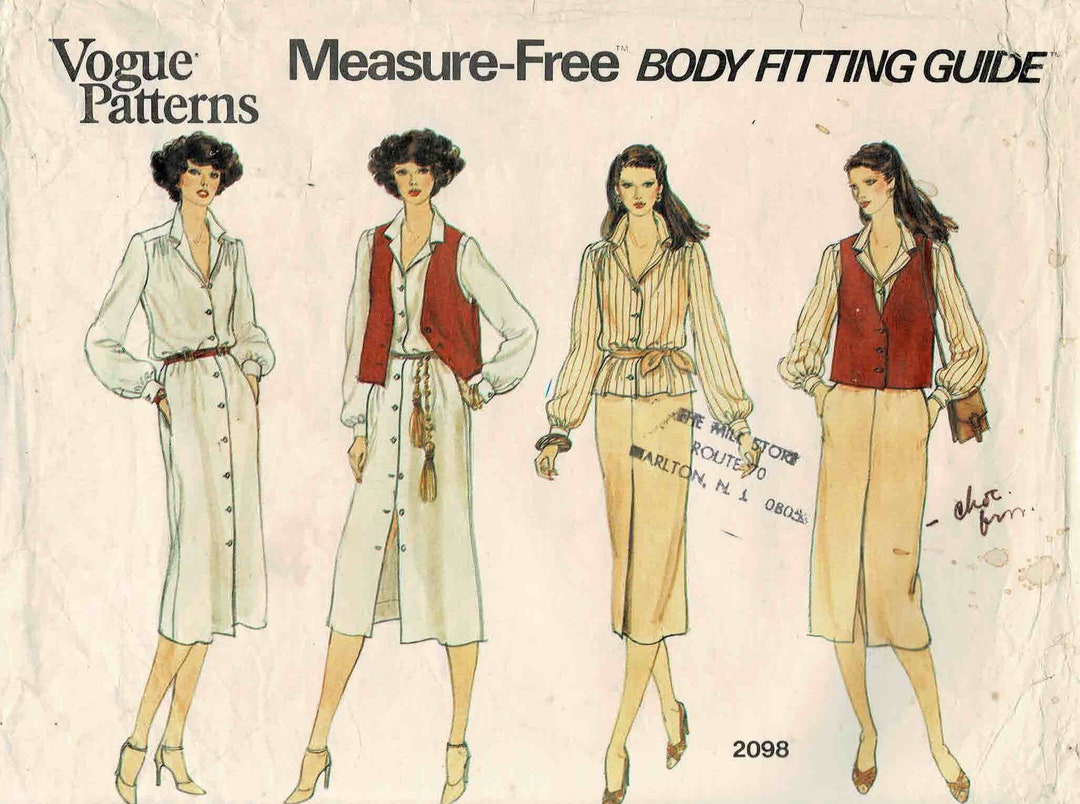 1970s Vogue 2098 Vintage Sewing Pattern Misses Dress or Blouse, Skirt ...