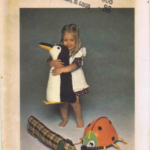1970s Penguin Lady Bug Dog Stuffed Animals Butterick 3958 Vintage ...