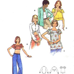 1970s Misses Smock and Midriff Tops Butterick 3024 Vintage Sewing ...