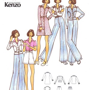 1970s Kenzo Jacket Blouse Dress Pants Shorts Butterick 3029 Vintage ...