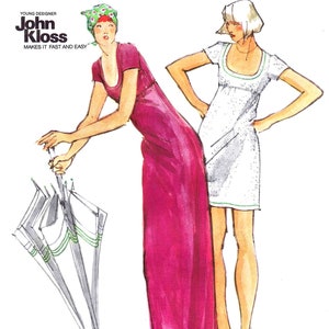 1970s John Kloss Dress or Cover-up Mini or Evening Length Butterick ...