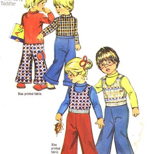 1970s Toddler Girls or Boys Pullover Vest Top Wide-leg Pants Simplicity ...