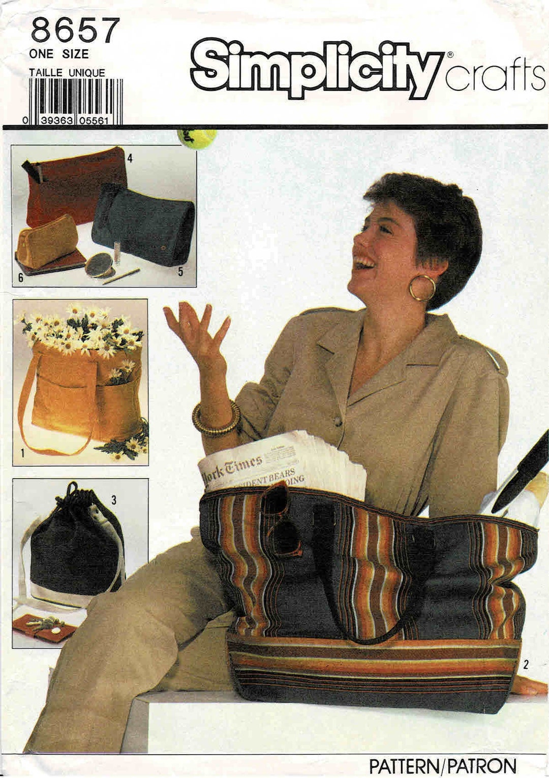 Tote Bag Clutch Bag Cosmetic Bag Simplicity 8657 Vintage Sewing Pattern ...