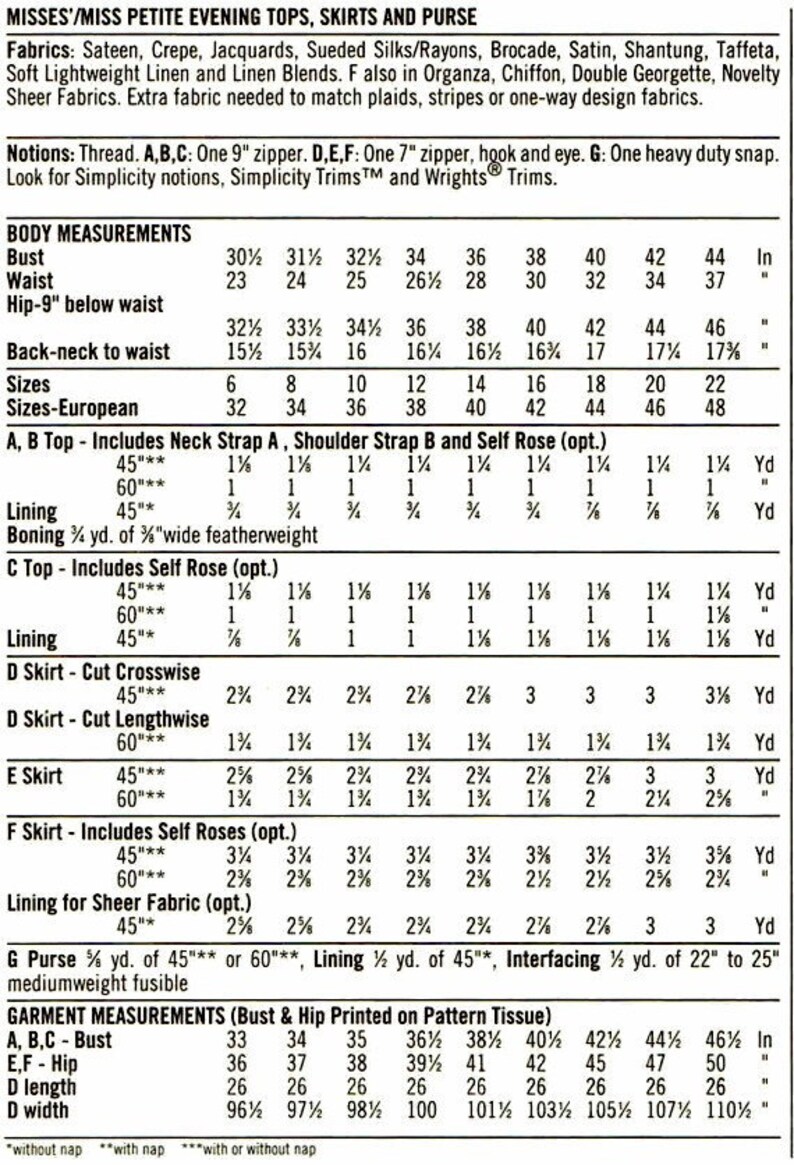 Misses Evening Halter Tops Skirts Purse Simplicity 4990 Sewing - Etsy