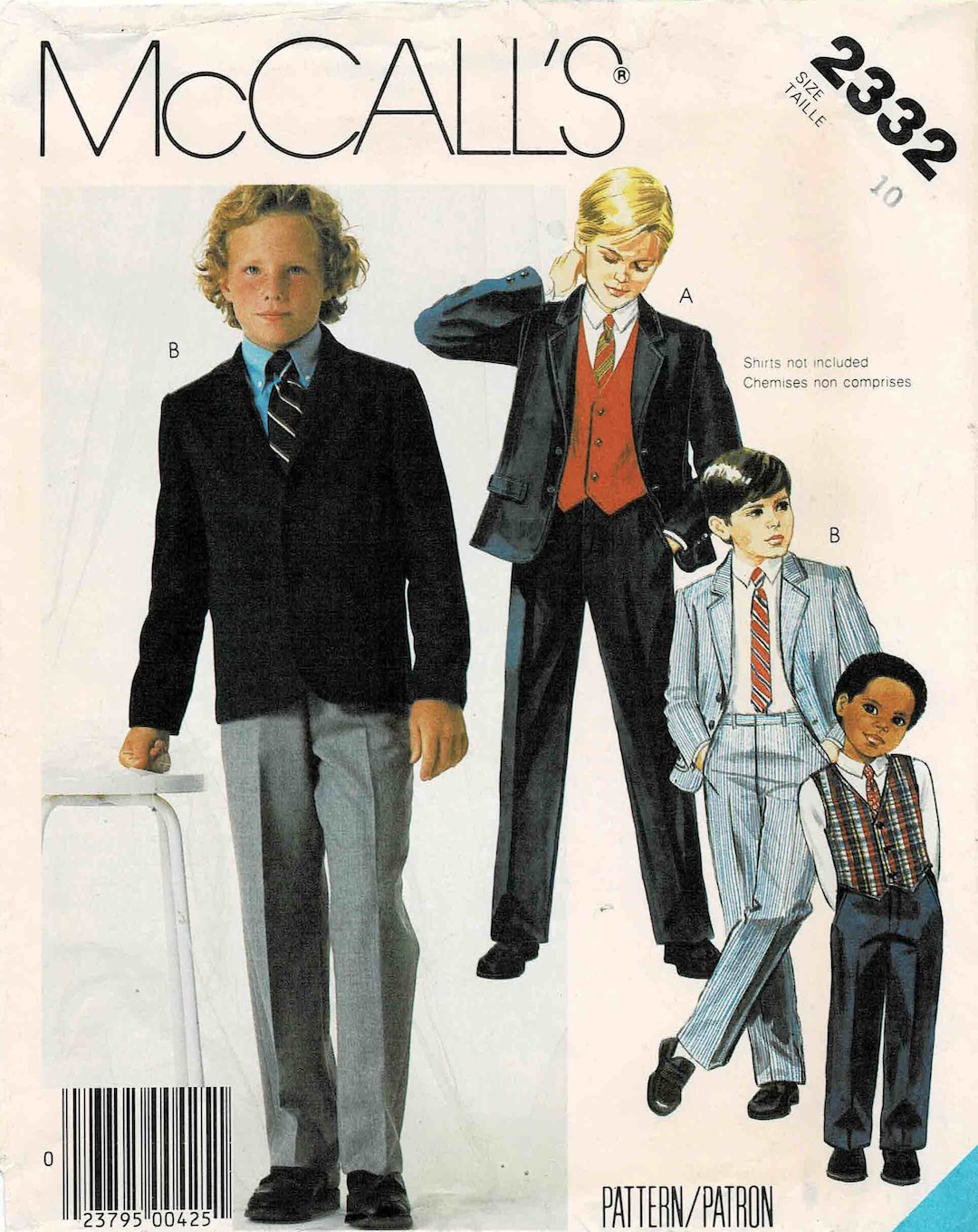 1980s Mccall's 2332 Vintage Sewing Pattern Boys Suit Jacket, Vest and ...