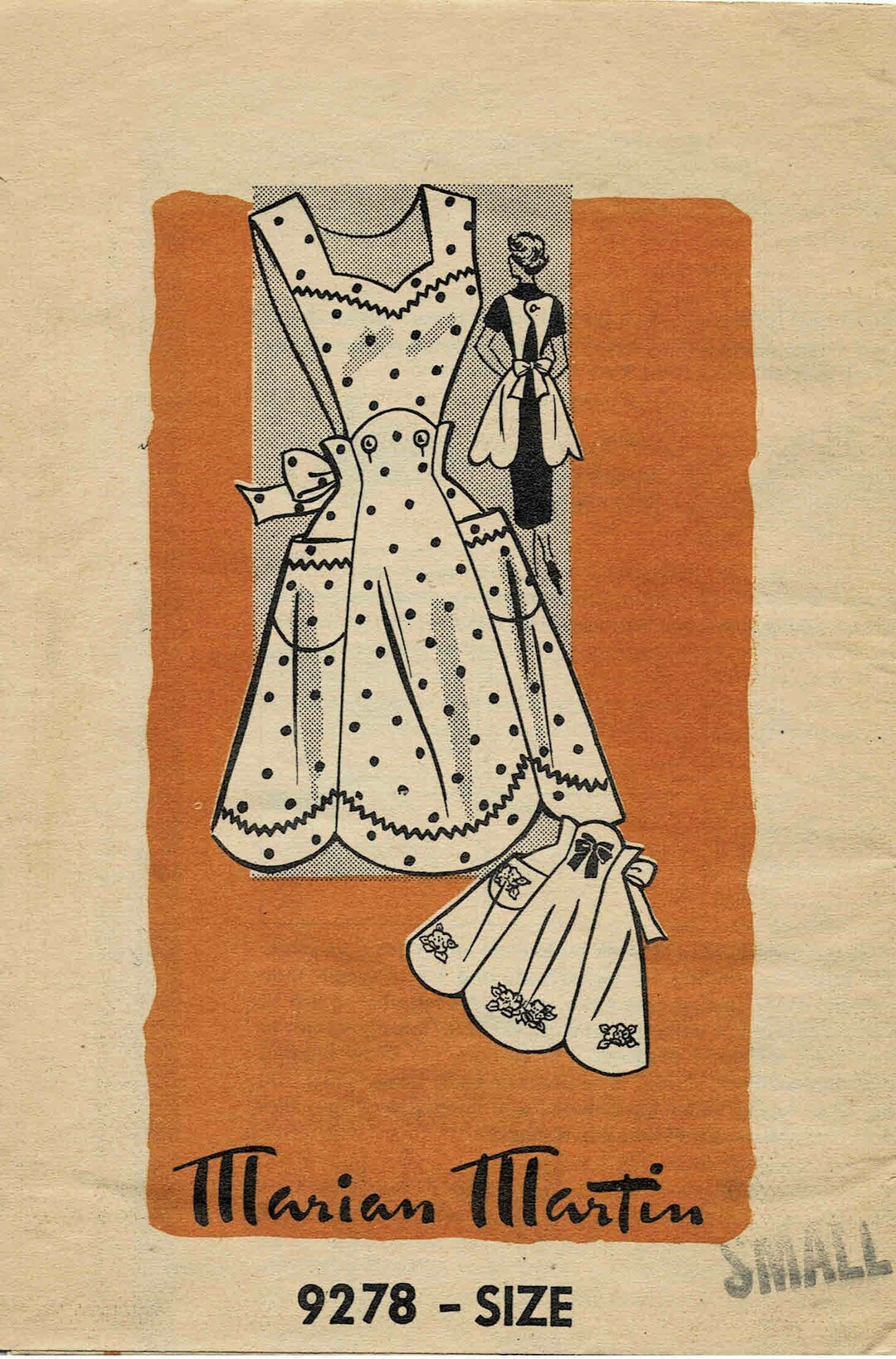 1950s Misses Apron Hostess Apron Half Apron Marian Martin 9278 Mail ...