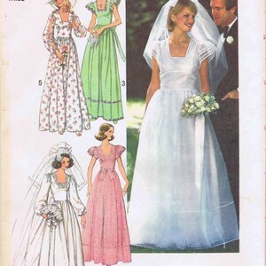 1970s Bridal Gown Bridesmaid Dress Simplicity 7886 Vintage Sewing ...