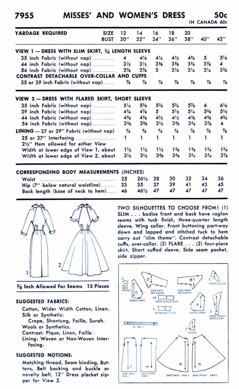 1950s Fit and Flare Full Skirt or Slim Wiggle Dress Advance - Etsy