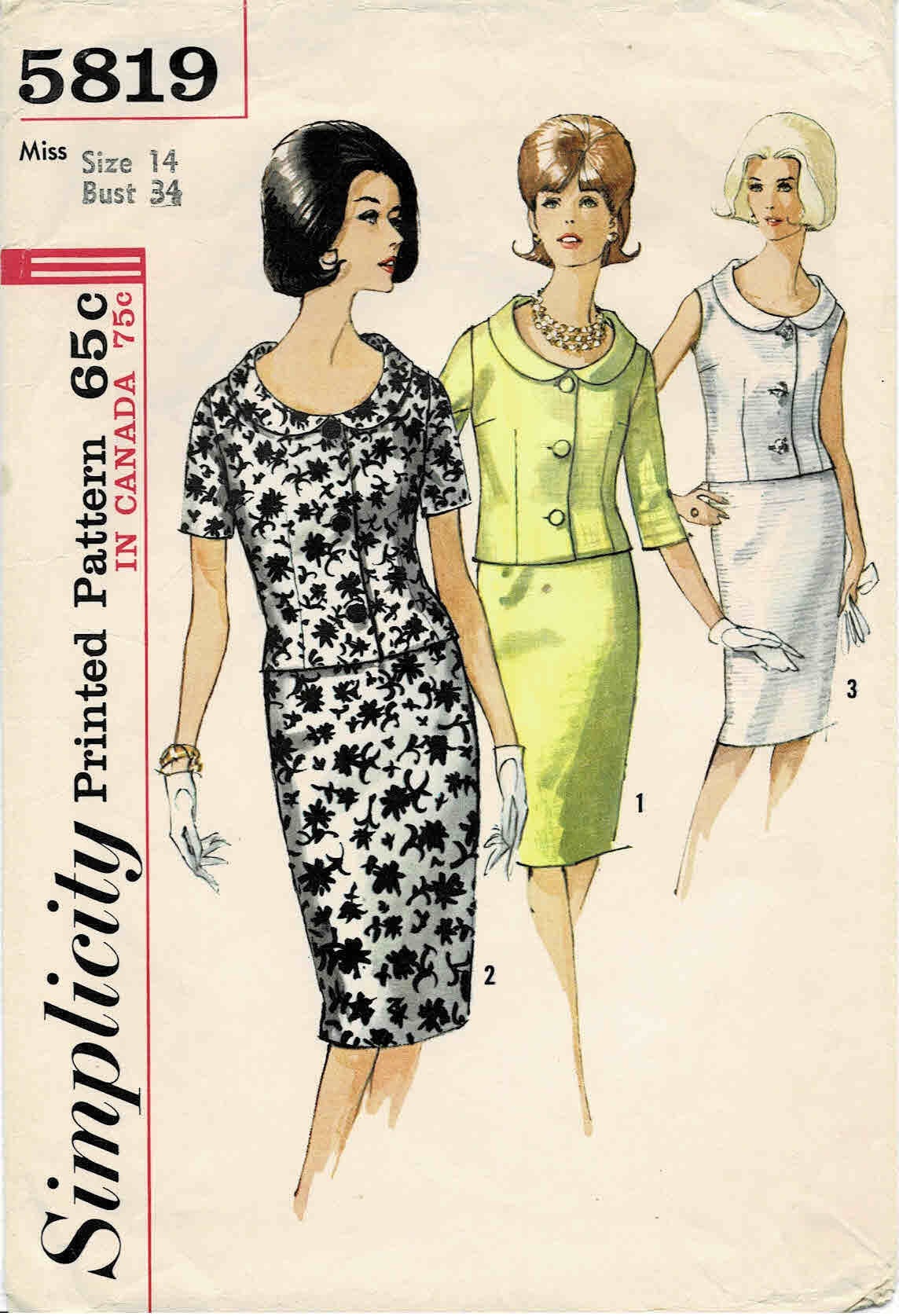 1960s Misses Semi-Fitted A-line Dress Vogue Young Fashionables 6543 ...