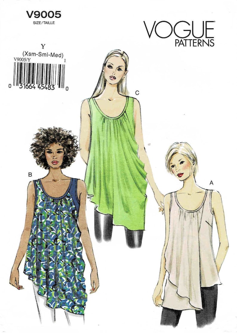 Misses Pullover Fitted Top Vogue 9006 Sewing Pattern Size 8 - 10 - 12 ...