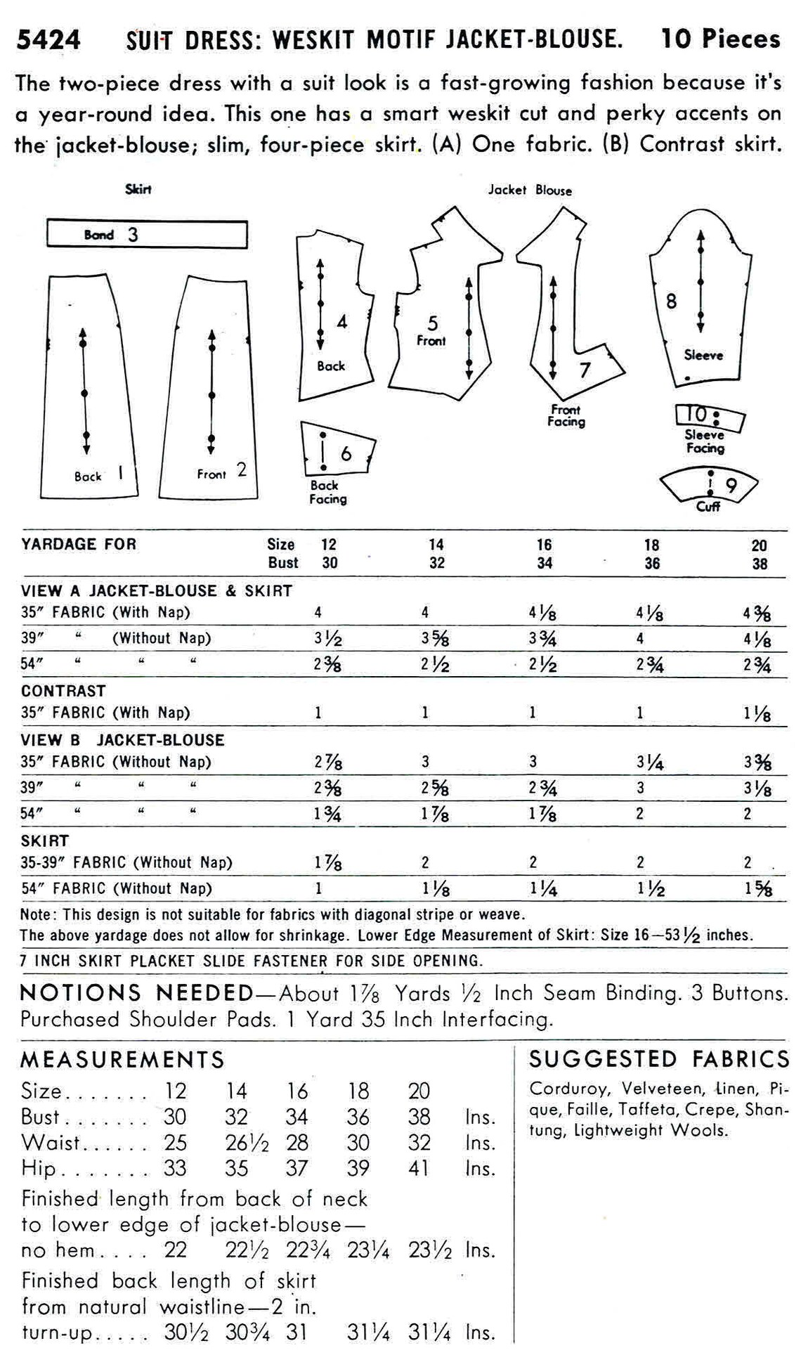 1950s Misses Slim Suit-dress Weskit Motif Jacket-blouse - Etsy