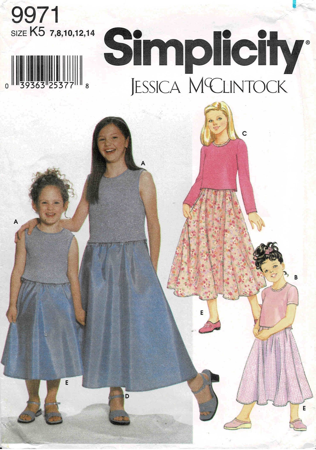Jessica Mcclintock Girls Skirt in Two Lengths and Knit Tops Simplicity ...