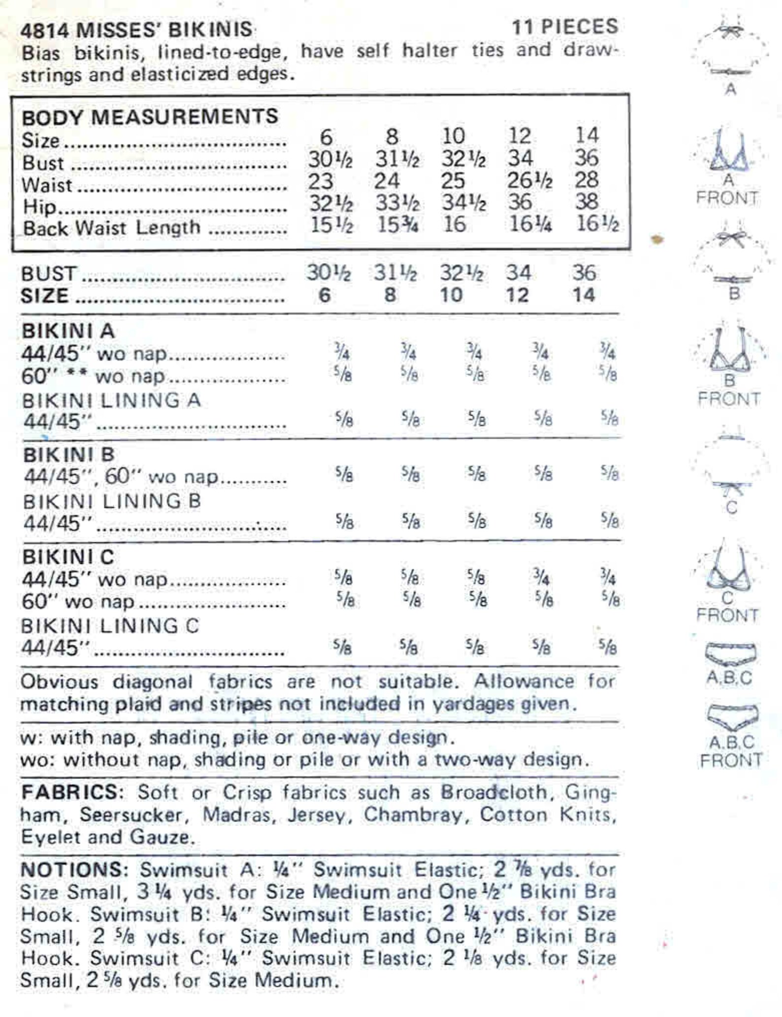 1970s Misses Bikini Swimsuits Multi-kini Butterick 4814 - Etsy