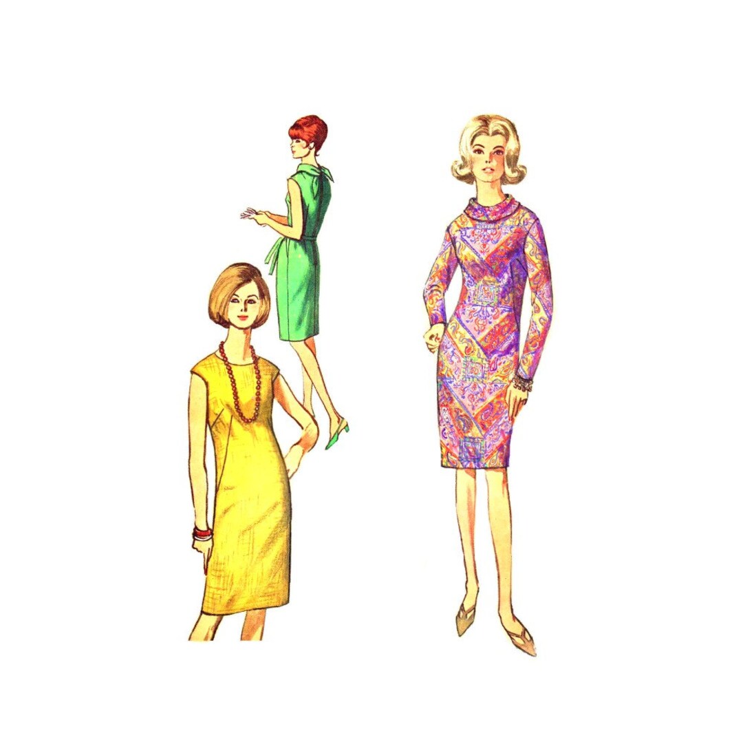 1960s Misses Slim Sheath Dress Simplicity 6437 Vintage Sewing Pattern ...