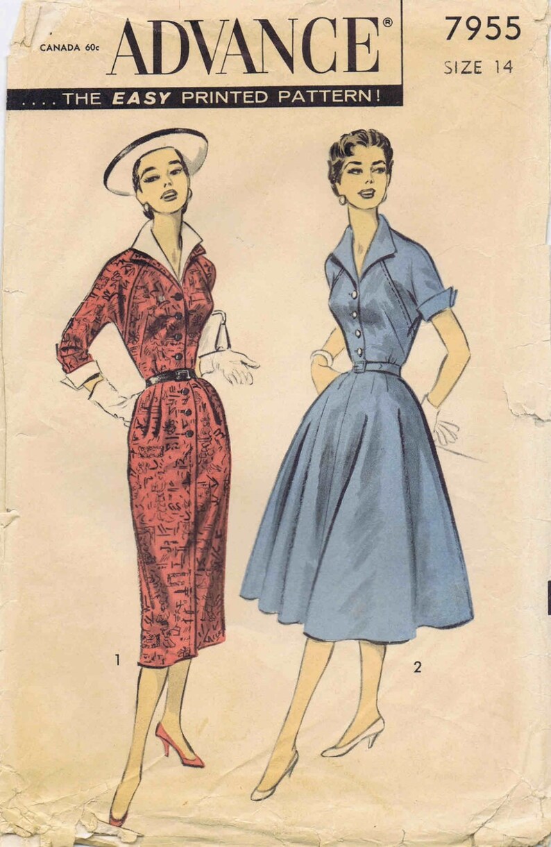 1950s Fit and Flare Full Skirt or Slim Wiggle Dress Advance - Etsy