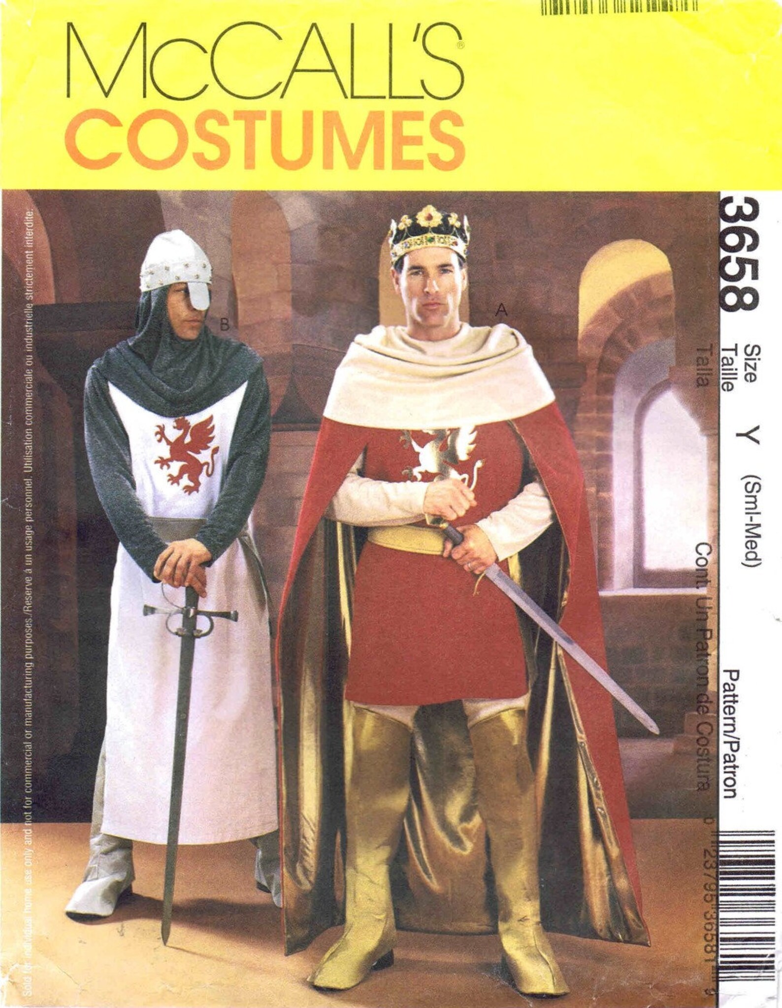 Mens Camelot Costumes Mccalls 3658 Sewing Pattern Chest 34 - Etsy