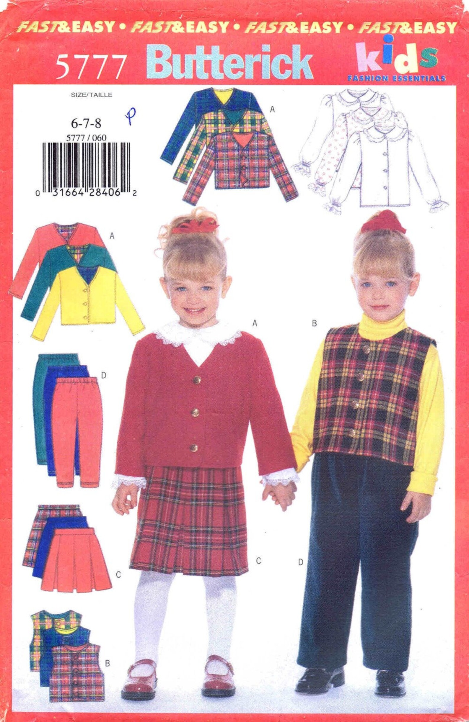 Girls Above Hip Reversible Jacket Vest Blouse Skirt Pants - Etsy