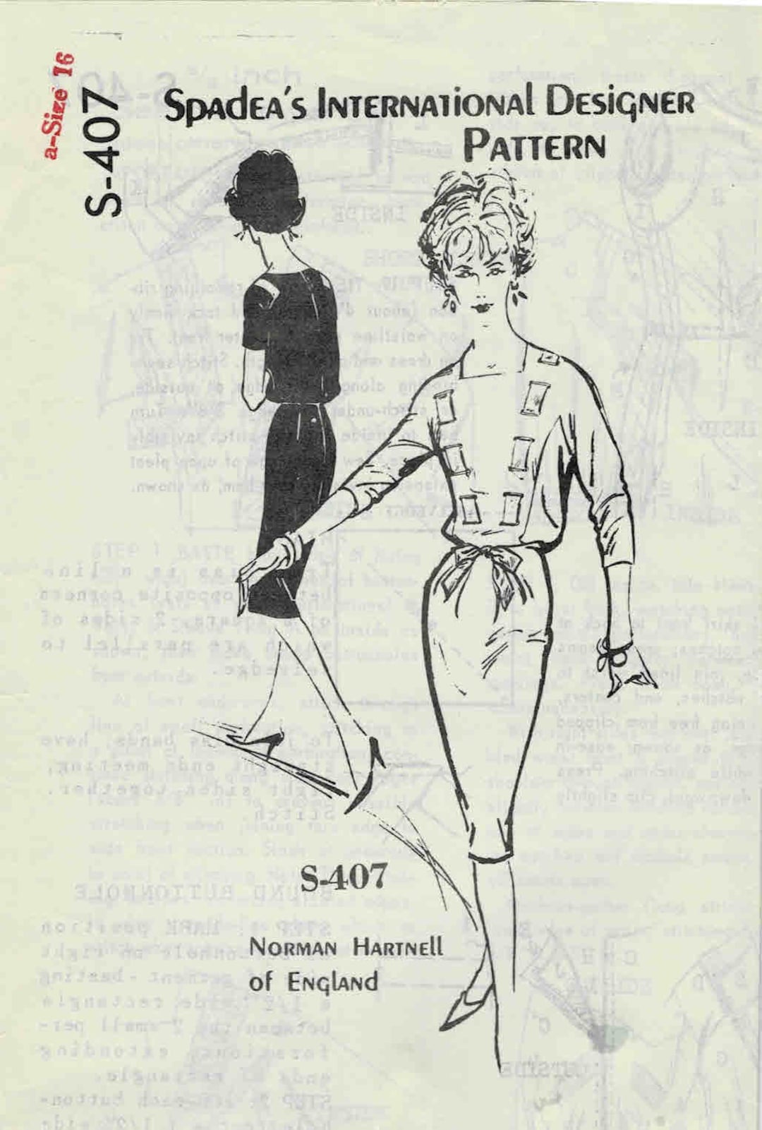 1960s Misses Dress Norman Hartnell of England Spadea S-407 ...