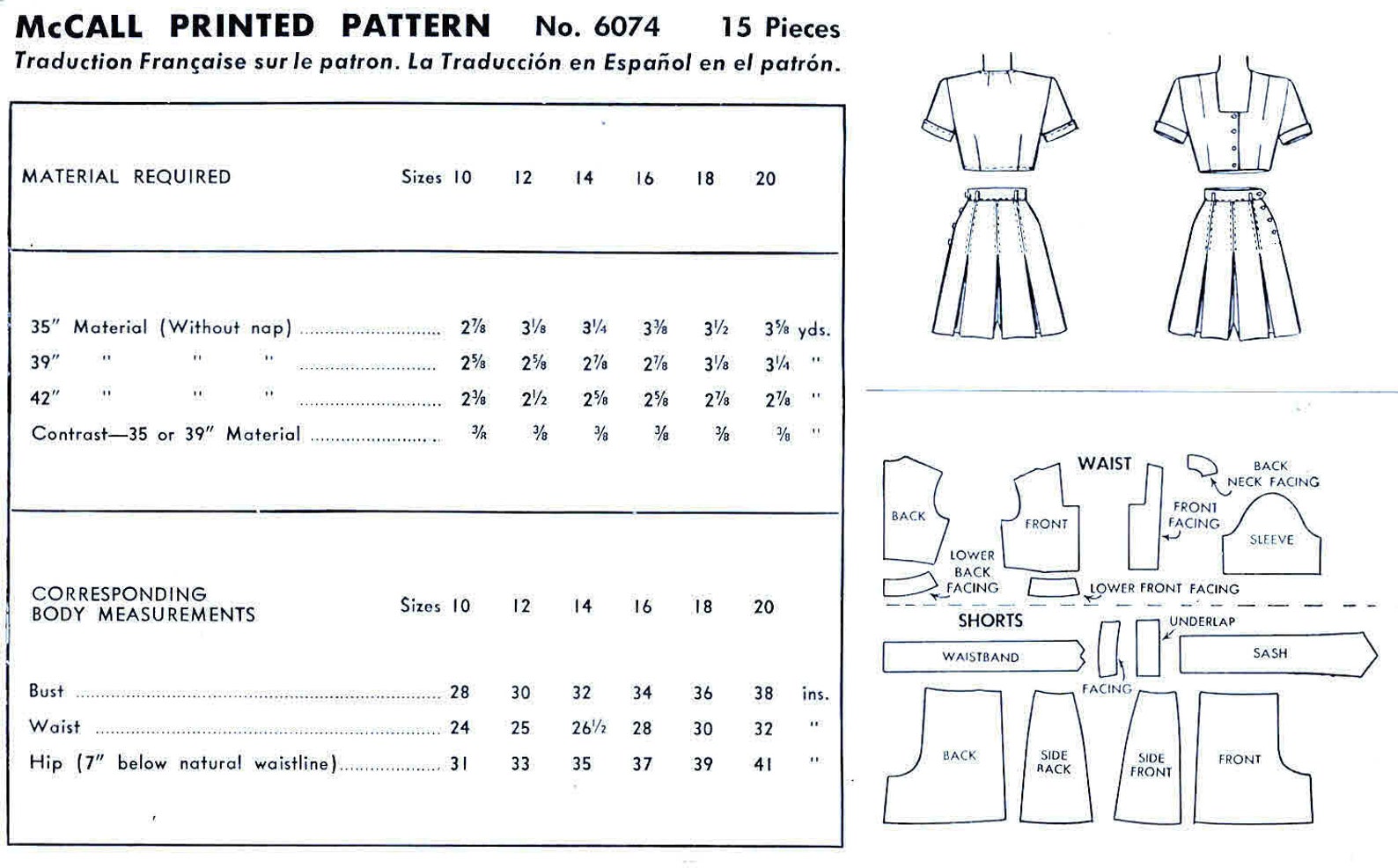 1940s Misses Two Piece Play Suit Midriff Top Shorts Mccall - Etsy