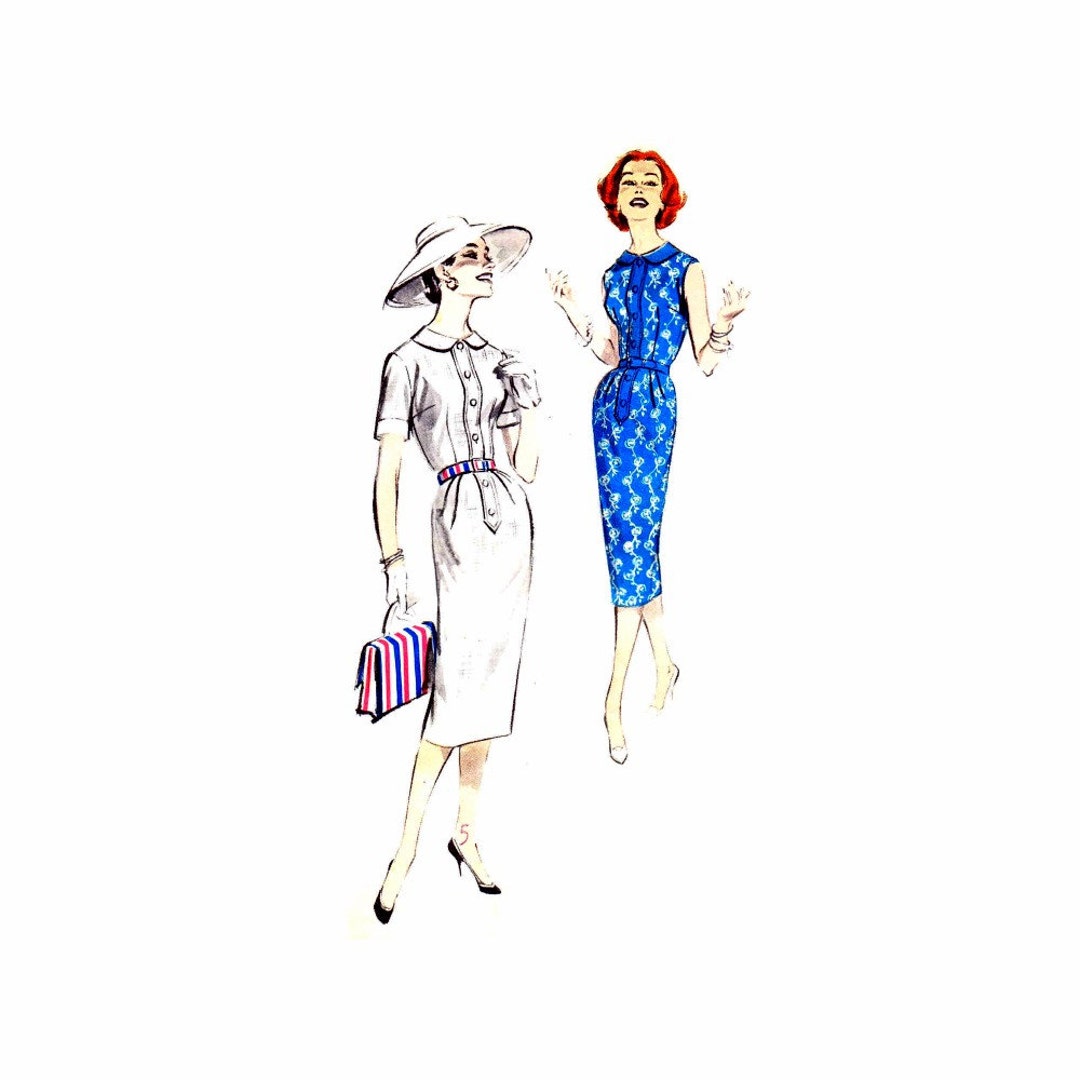 1950s Misses Tab Front Spectator Dress Butterick 8571 Vintage Sewing ...